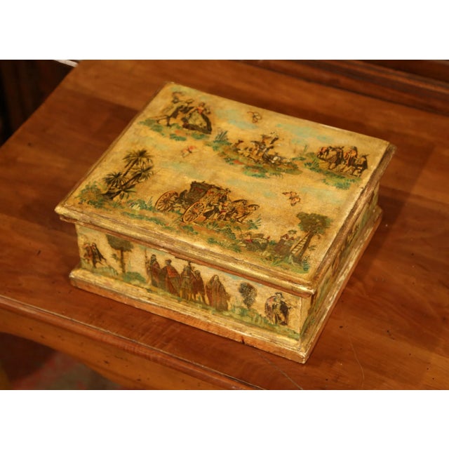 Mid-19th Century Italian Painted Decorative Box With Scenes | Chairish