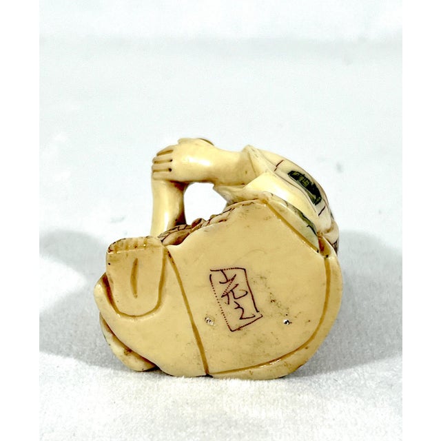 Chinese Netsuke - the Peach Seller and the Golden Ingot Bearer, a Pair ...