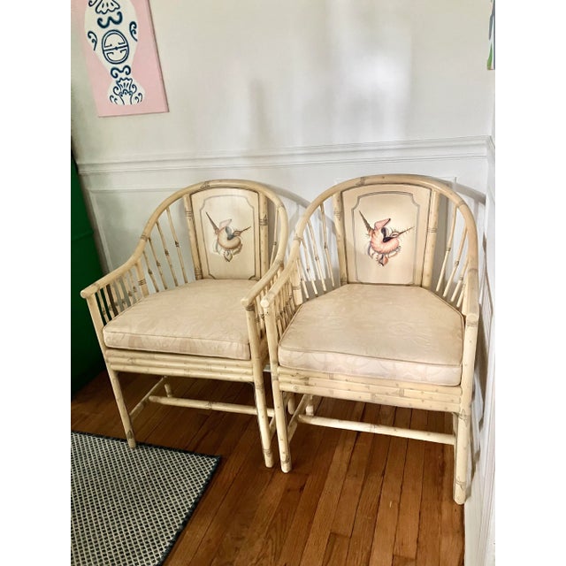 1930s Pair of Maitland Smith Coastal Rattan Pavilion Chairs | Chairish