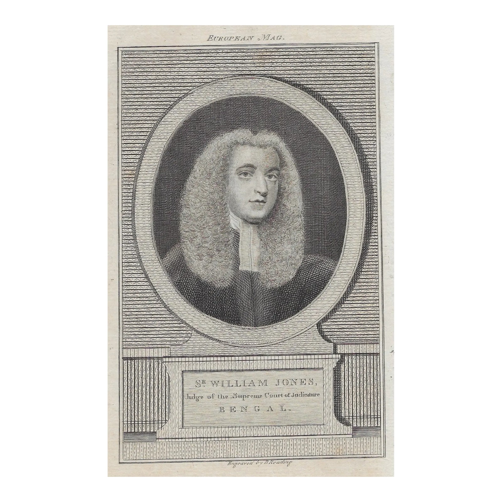1787 Sir William Jones Portrait Engraving | Chairish