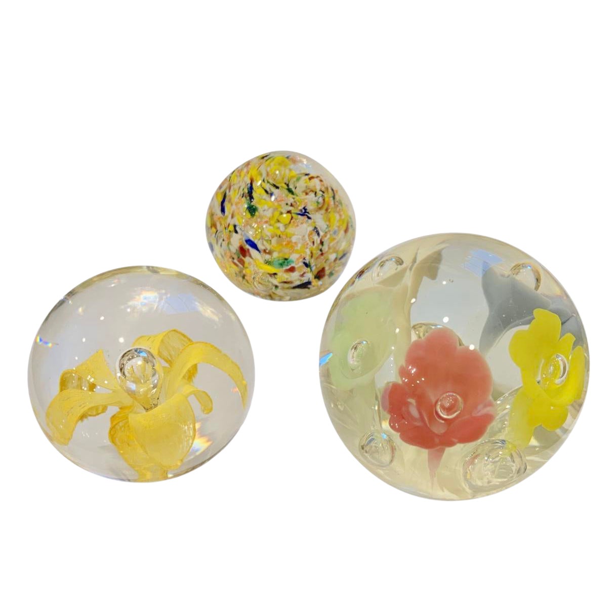 Hand Blown Art Glass Paperweights - Set of 3 | Chairish