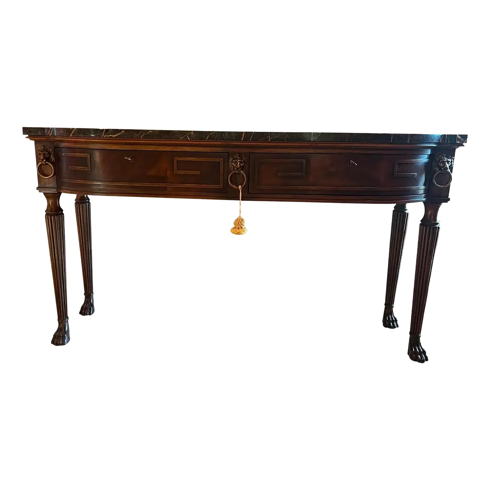 Henredon Natchez Collection Marble Top Console Server Table | Chairish