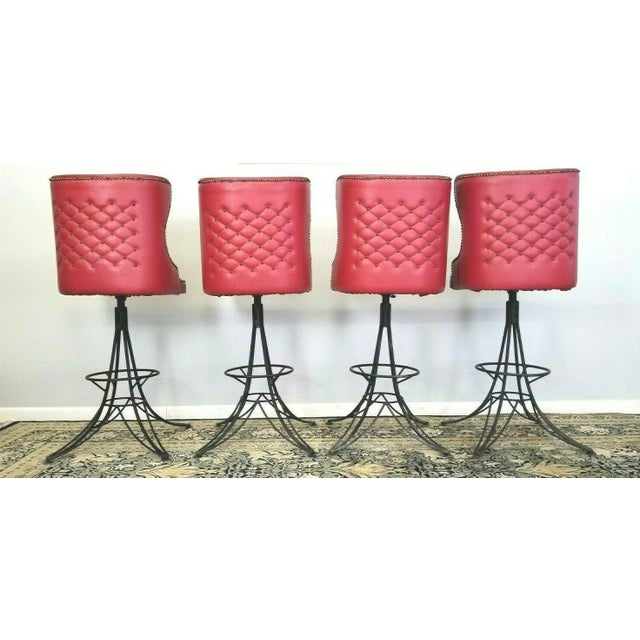 Vintage Mid-Century Deluxe Red Stools - Set of 4 | Chairish