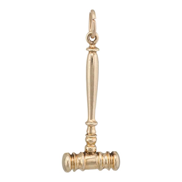 Vintage Gavel 14k Yellow Gold Judges Mallet Charm Pendant | Chairish