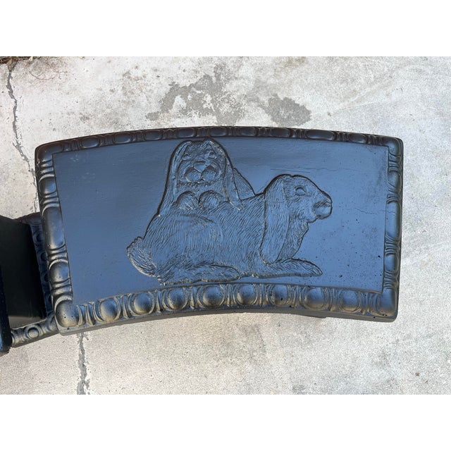Concrete Outdoor Garden Benches With Rabbits Relief in Black- a Pair ...