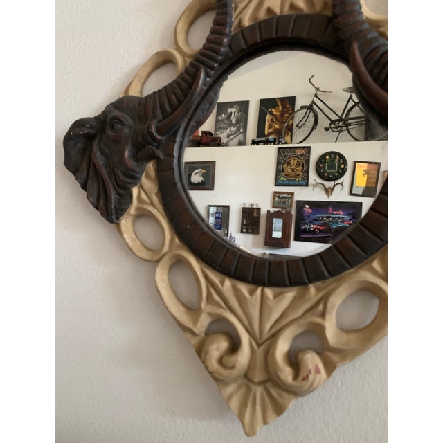 Vintage 1980s Elephant Diamond Shaped Wall Mirror | Chairish