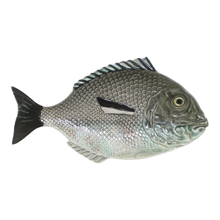 Vintage Bordallo Pinheiro Gray Fish Ceramic Serving Plate Platter ...