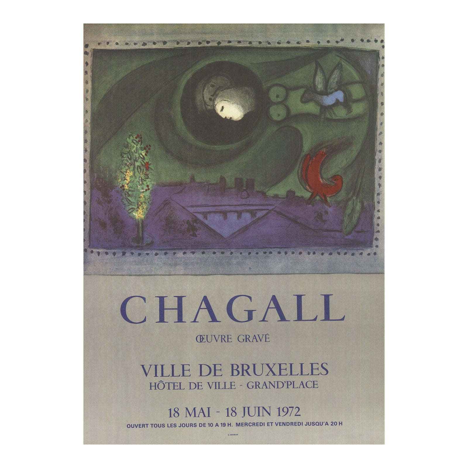 1972 Marc Chagall 'Ville De Bruxelles' Modernism Green,Purple Offset ...