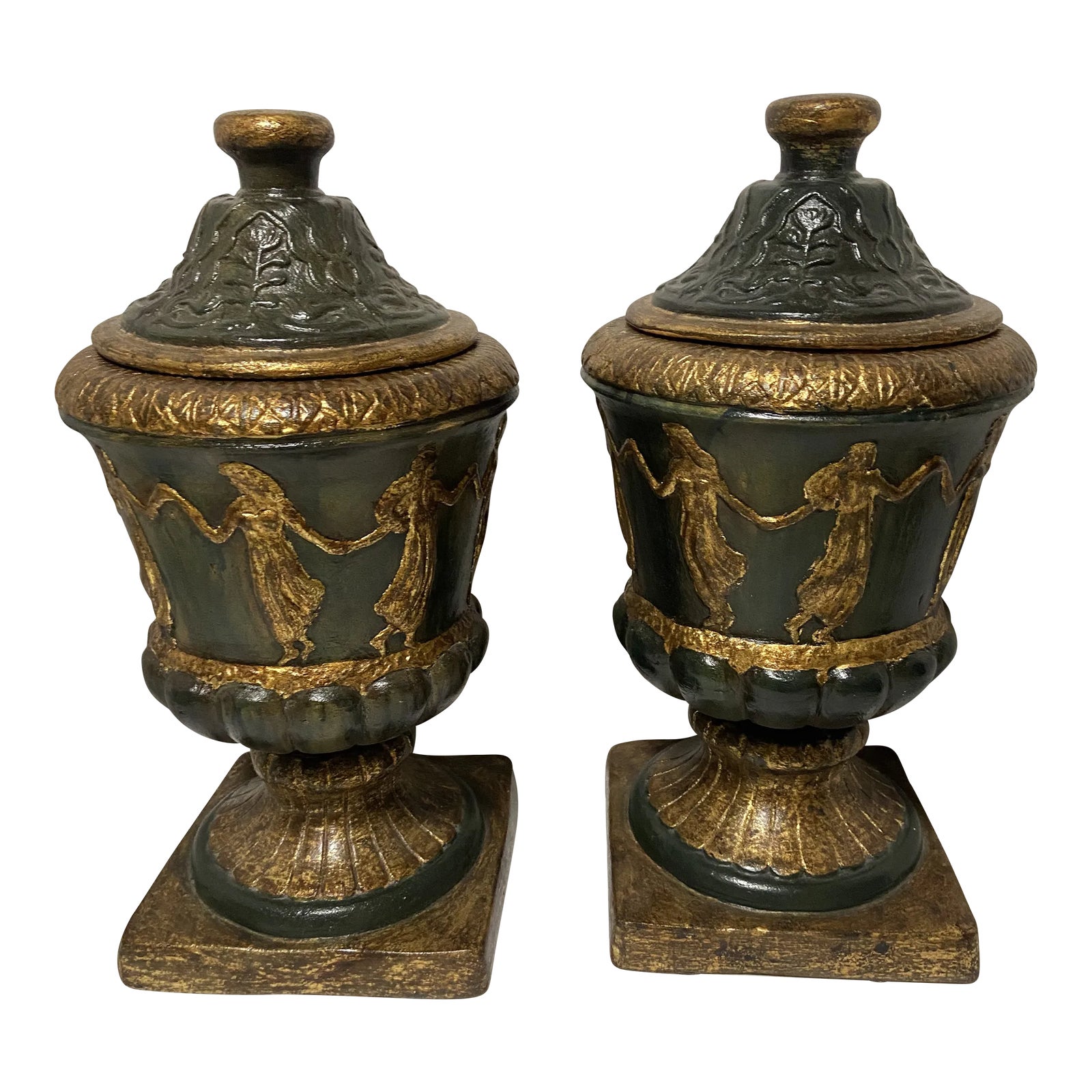 Neoclassical Style Campagna Frieze Urns - a Pair | Chairish