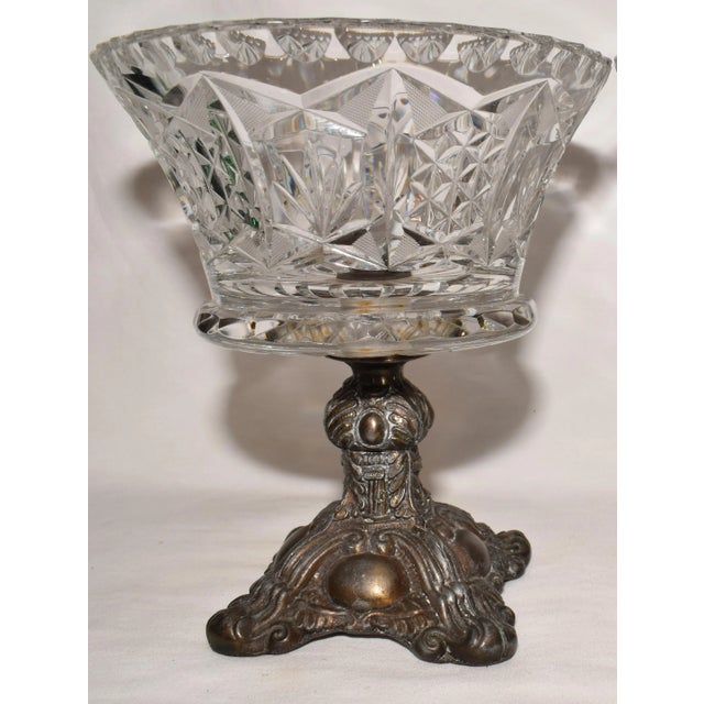 Pair Mid Century Modern Crystal Glass Compotes With Brass Bases Elegant ...