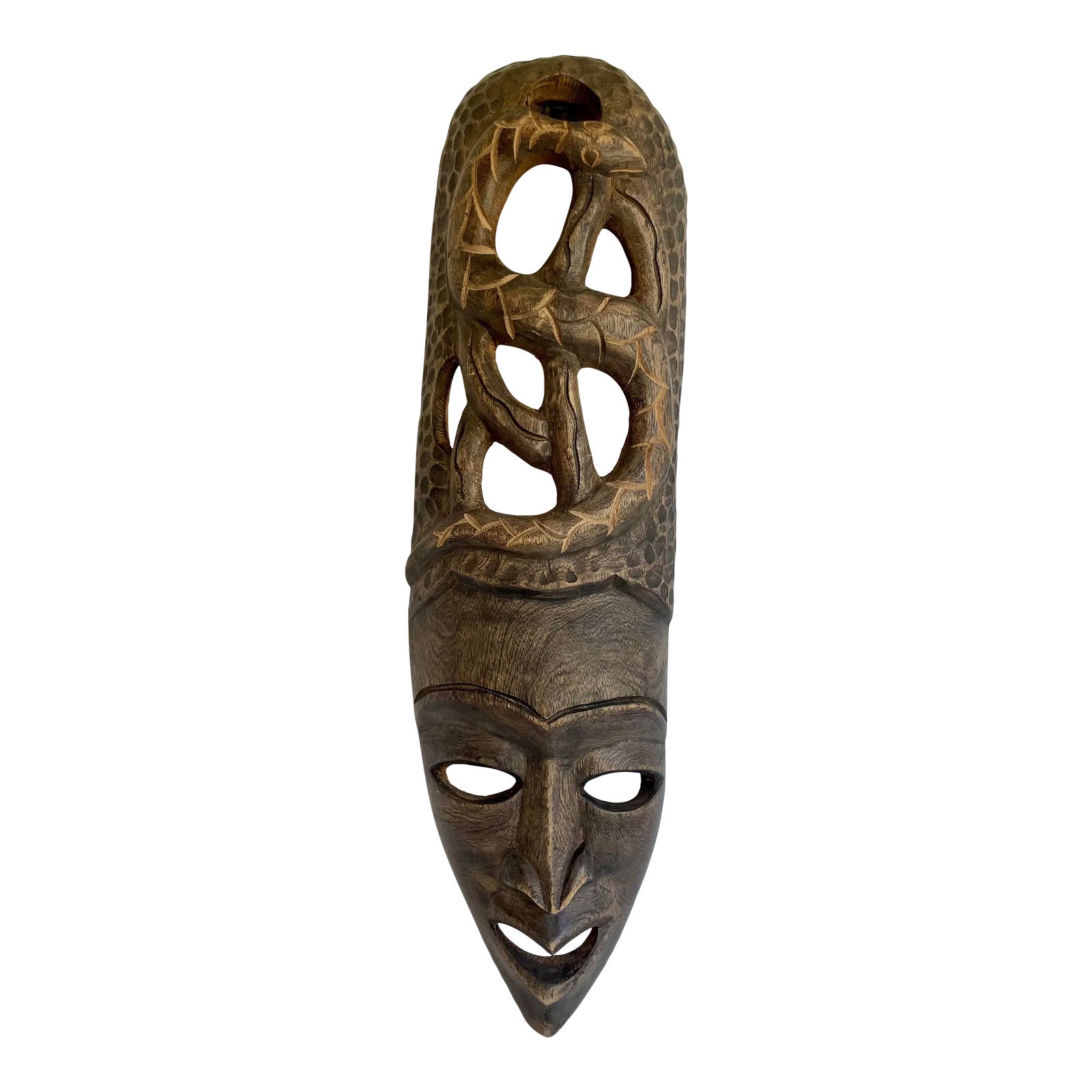 Vintage Hand-Carved Wood African Haitian Mask | Chairish