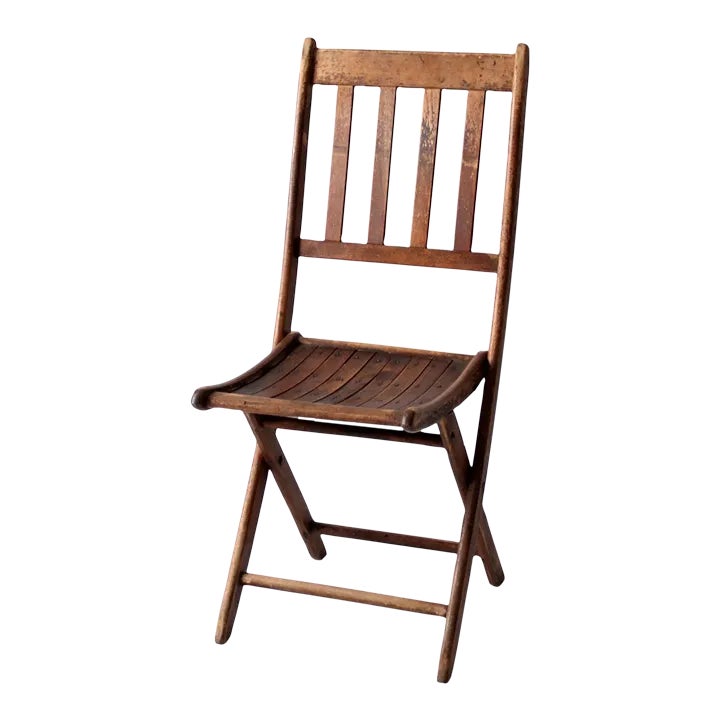 Vintage Wood Slat Folding Chair | Chairish