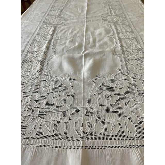 1940s Richelieu Linen Handmade Textile Tabkecloth | Chairish