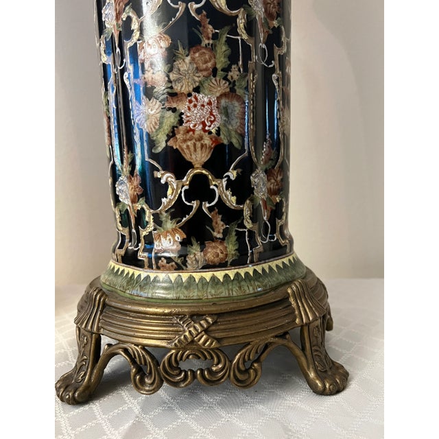 1970-80s Chinese Brass & Porcelain Vase by Hua Rong Tang Zhi- Set of 2 ...