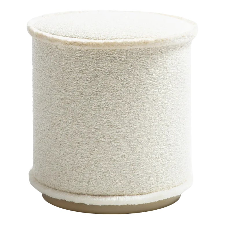 The Bouclè Cream Pouf by Lo Decor | Chairish