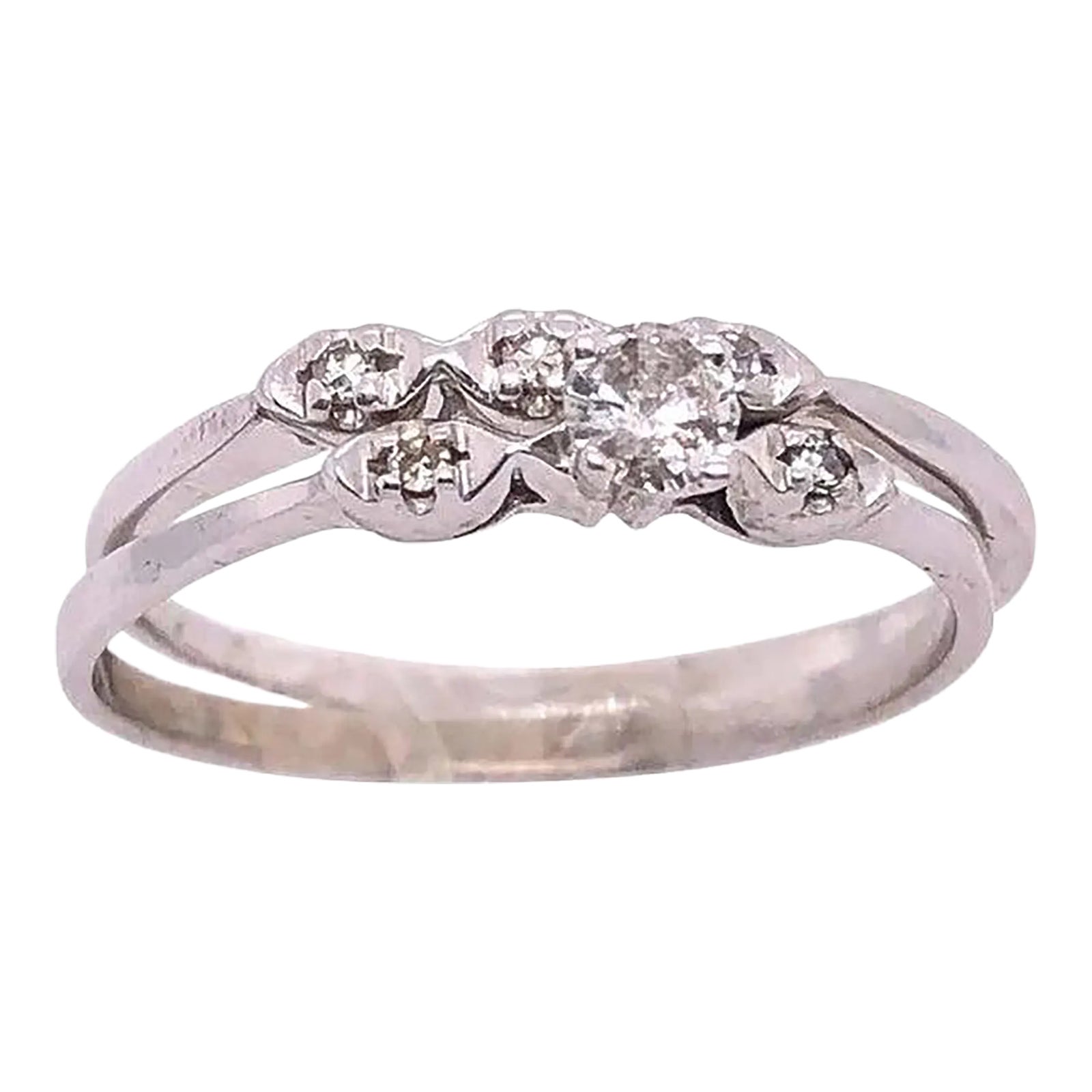 14 Karat White Gold Diamond Two-Piece Set Ring Wedding Engagement Ban ...