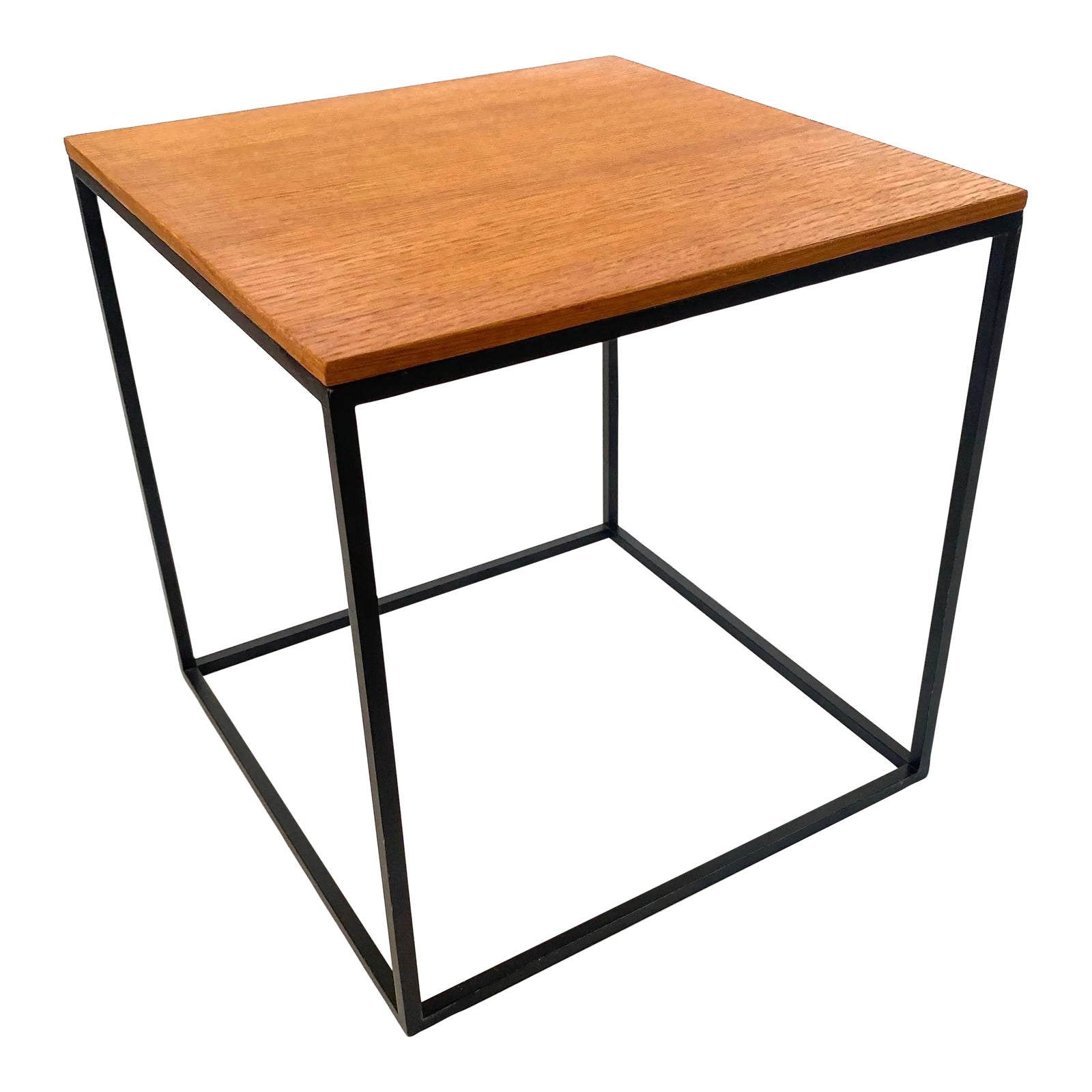 Late 20th Century Wood & Steel Cube Table Minimalist Poul Kjaerholm ...