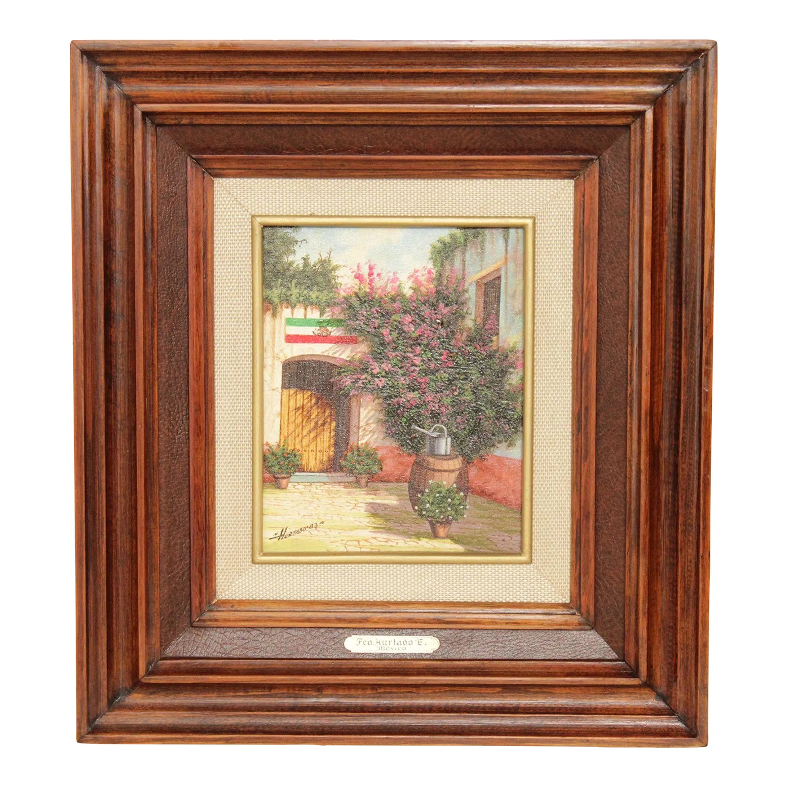 1980s Francisco Hurtado Esquivel Mexican Courtyard Original Painting ...