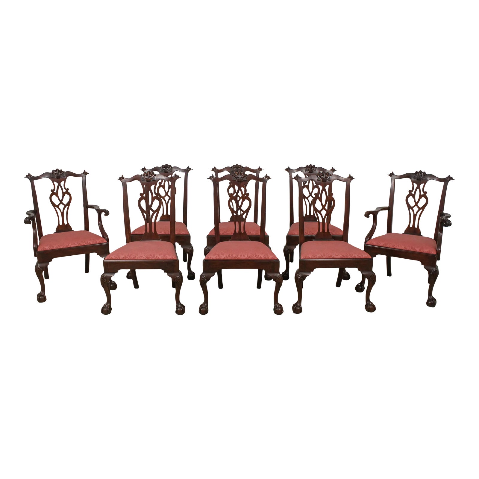 Set of 8 Henkel Harris Model 112 Clawfoot Mahogany Dining Room Chairs ...