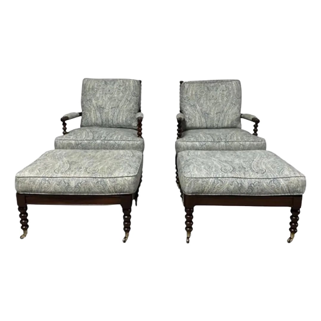 Vintage Spool Lounge Chair and Ottoman by Hickory Chair Furniture - 4 ...