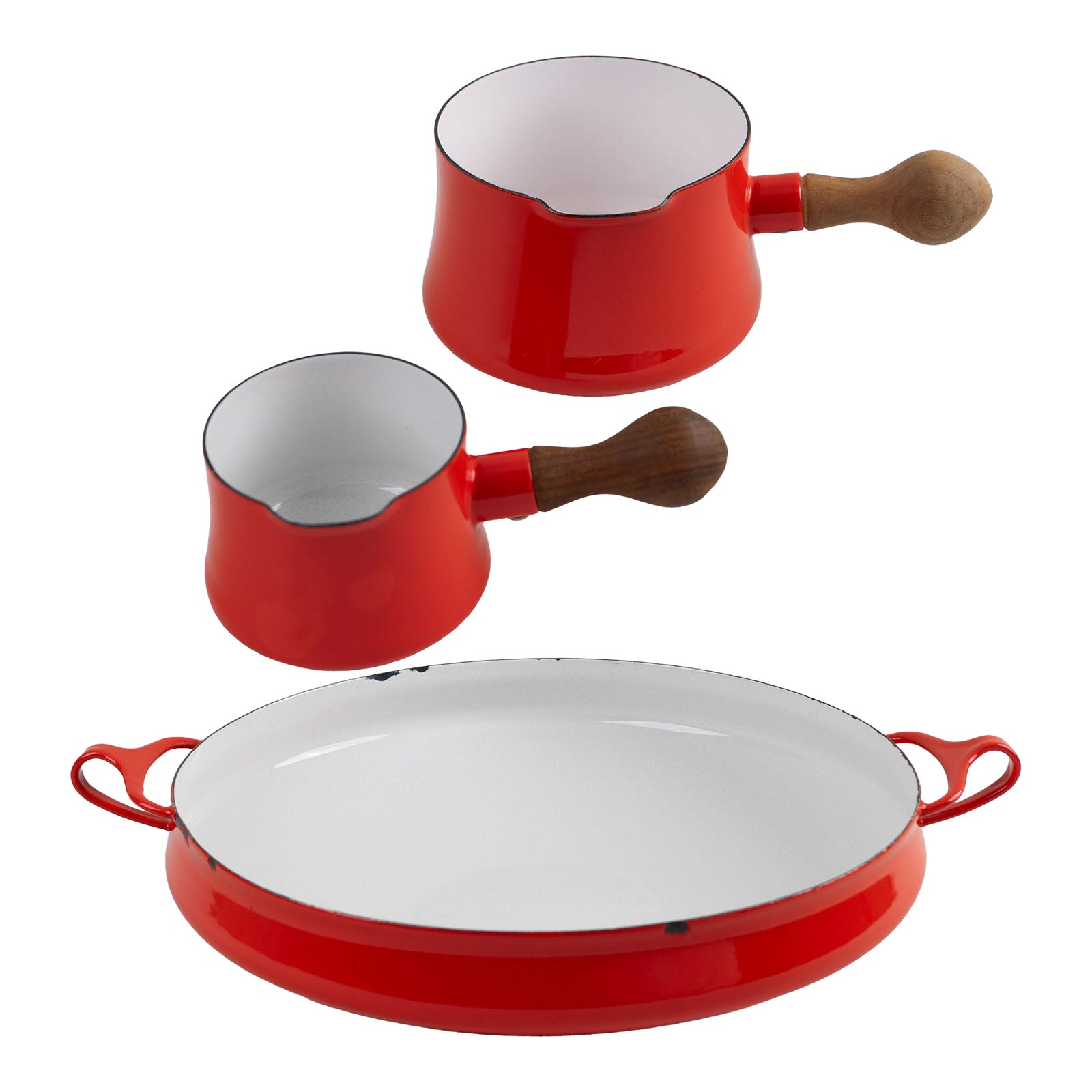 Vintage Dansk Kobenstyle Red Enamel Cookware - Set of 3 | Chairish