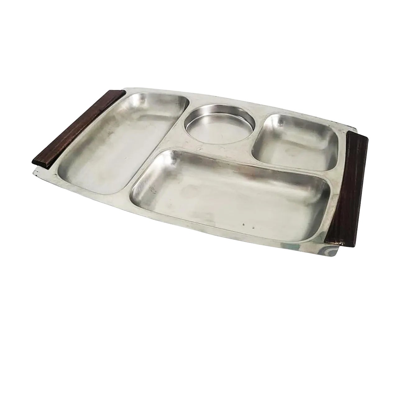 1970s Snack Platter/Tv Tray in Stainless Steel With Rosewood Handles ...