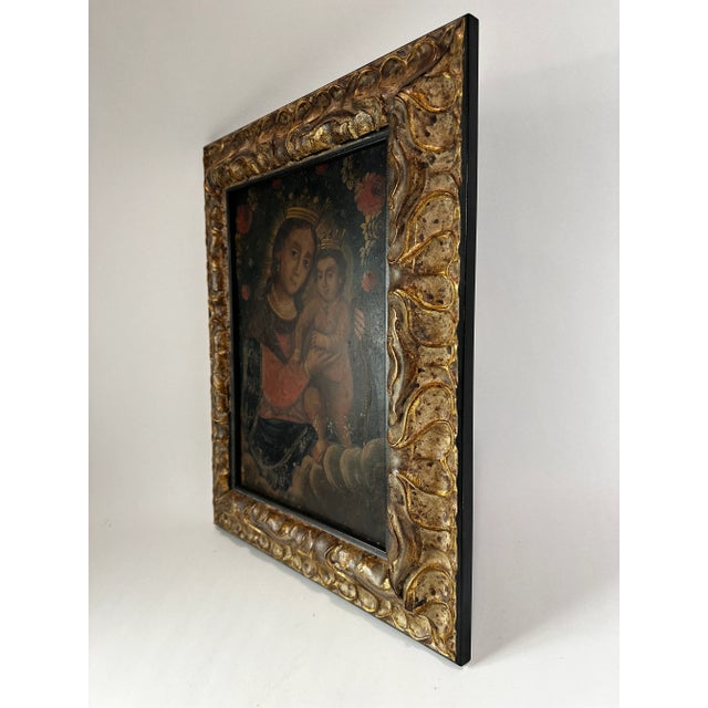 19th Century Newly Framed Mexican Retablo Painting "Our Lady of Refuge ...