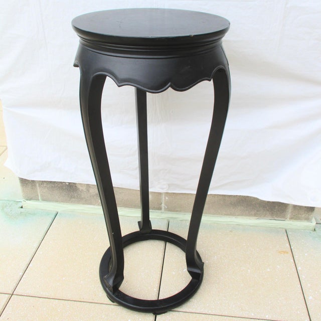 Vintage Chinese Tall Wooden Vase Stand | Chairish