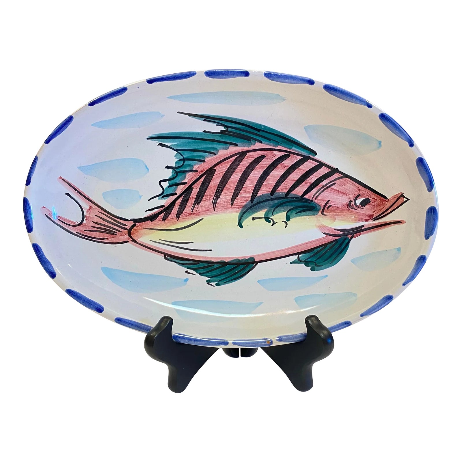 1990s Vietri Al Mare Oval Fish Plate | Chairish