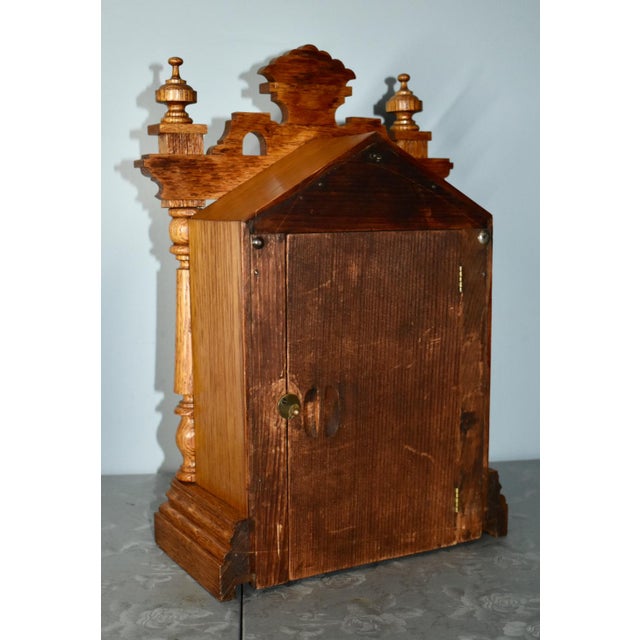 Antique Oak Victorian Style Carved Mantel Clock W/Pendulum | Chairish