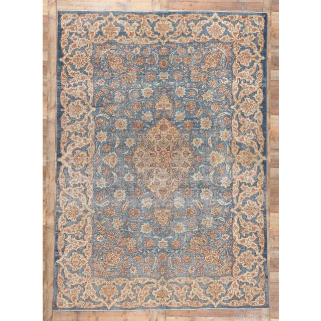 Vintage Blue Persian Isfahan Rug - 08'02 X 11'07 | Chairish