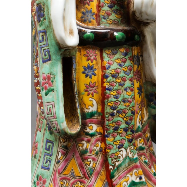 Chinese Tall Polychrome Ceramic Glazed Immortal Lu Figure | Chairish