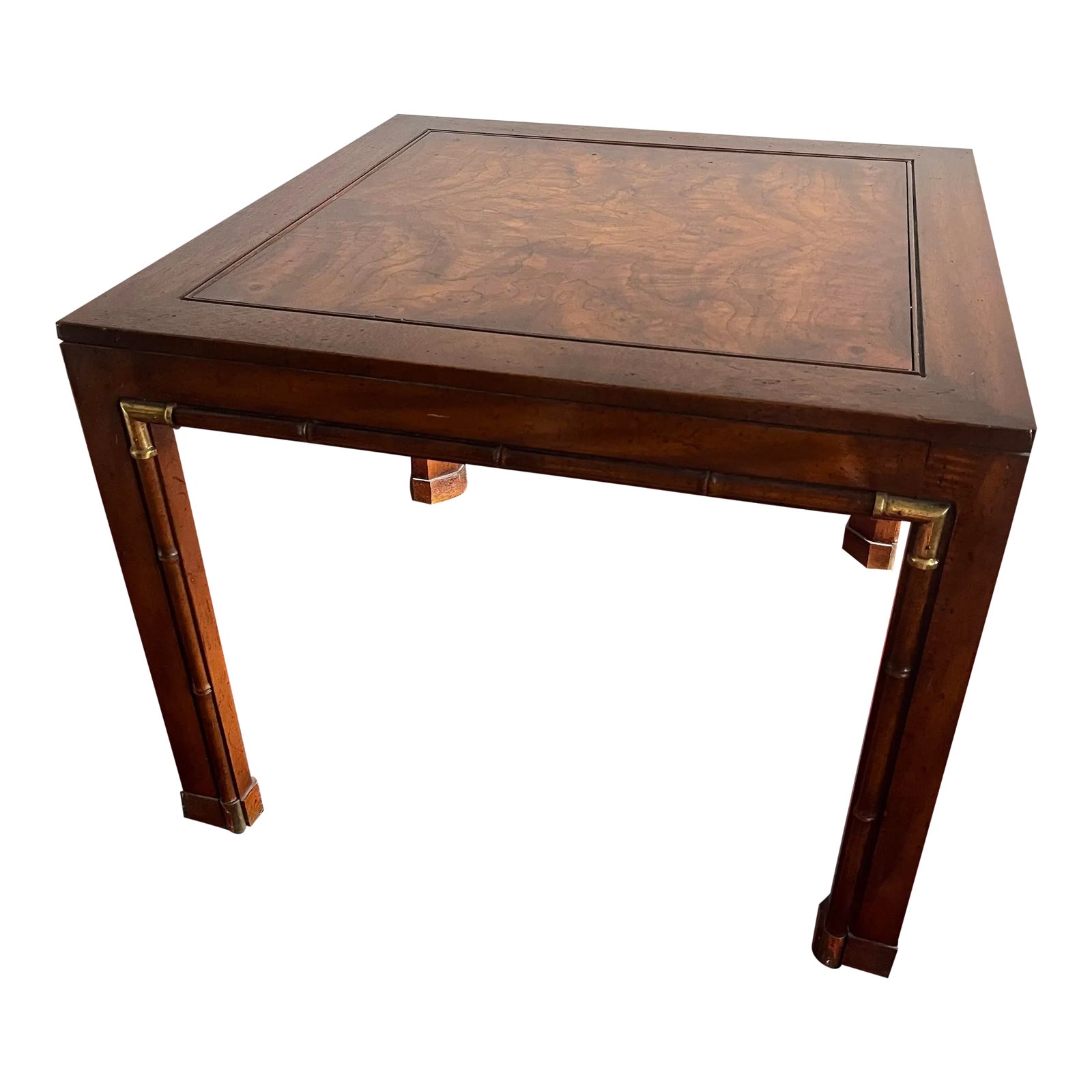 1970s Vintage Weiman End Table Wood & Brass | Chairish