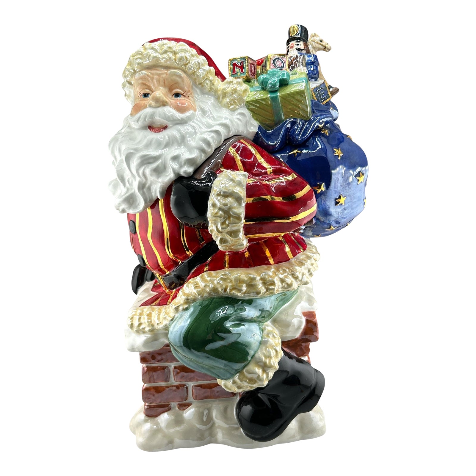 Christopher Radko Noel Santa Claus Ceramic Christmas Cookie Jar | Chairish