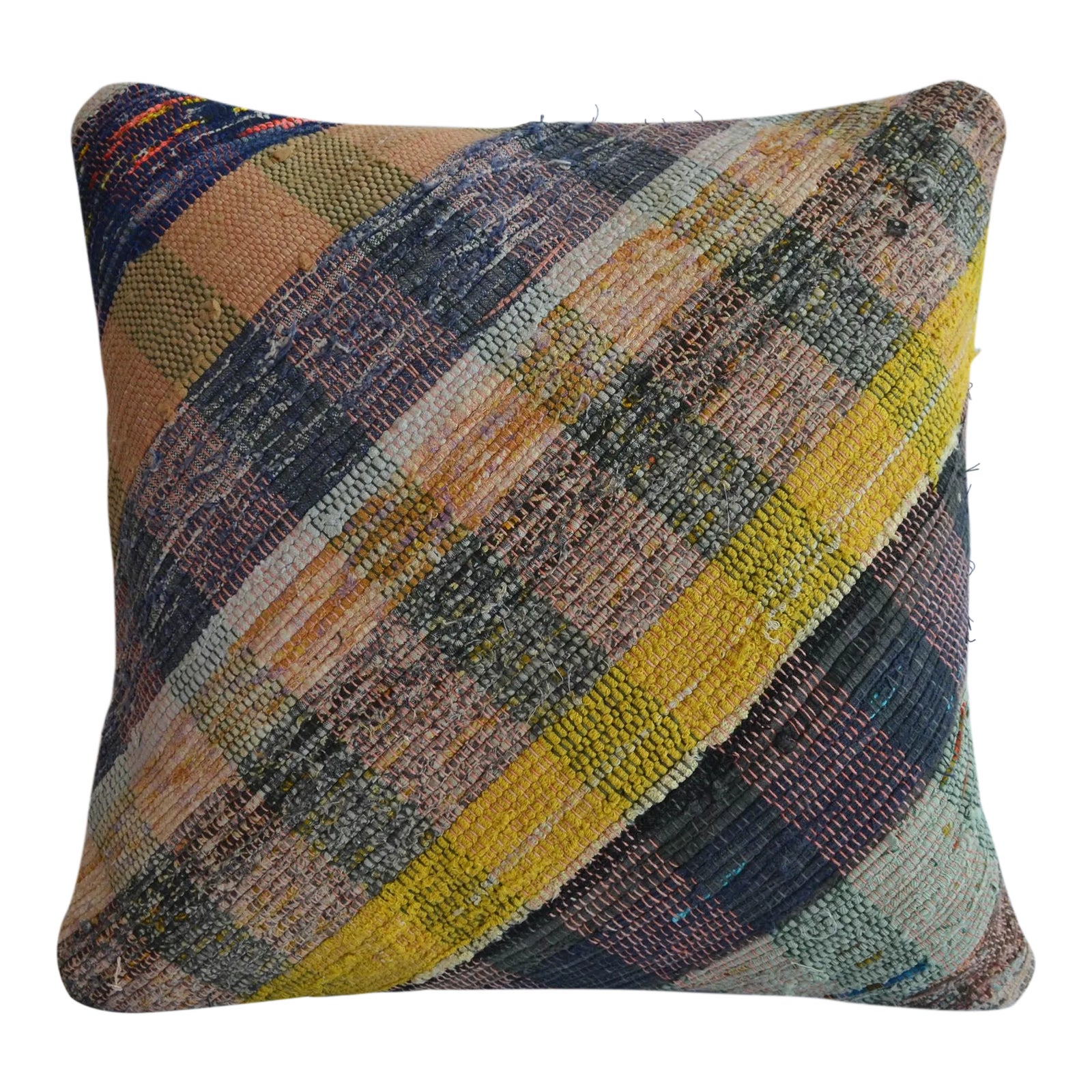 Turkish Handmade Ragrug Pillow Cover. Rag Rug Kilim Throw Pillow Sham ...