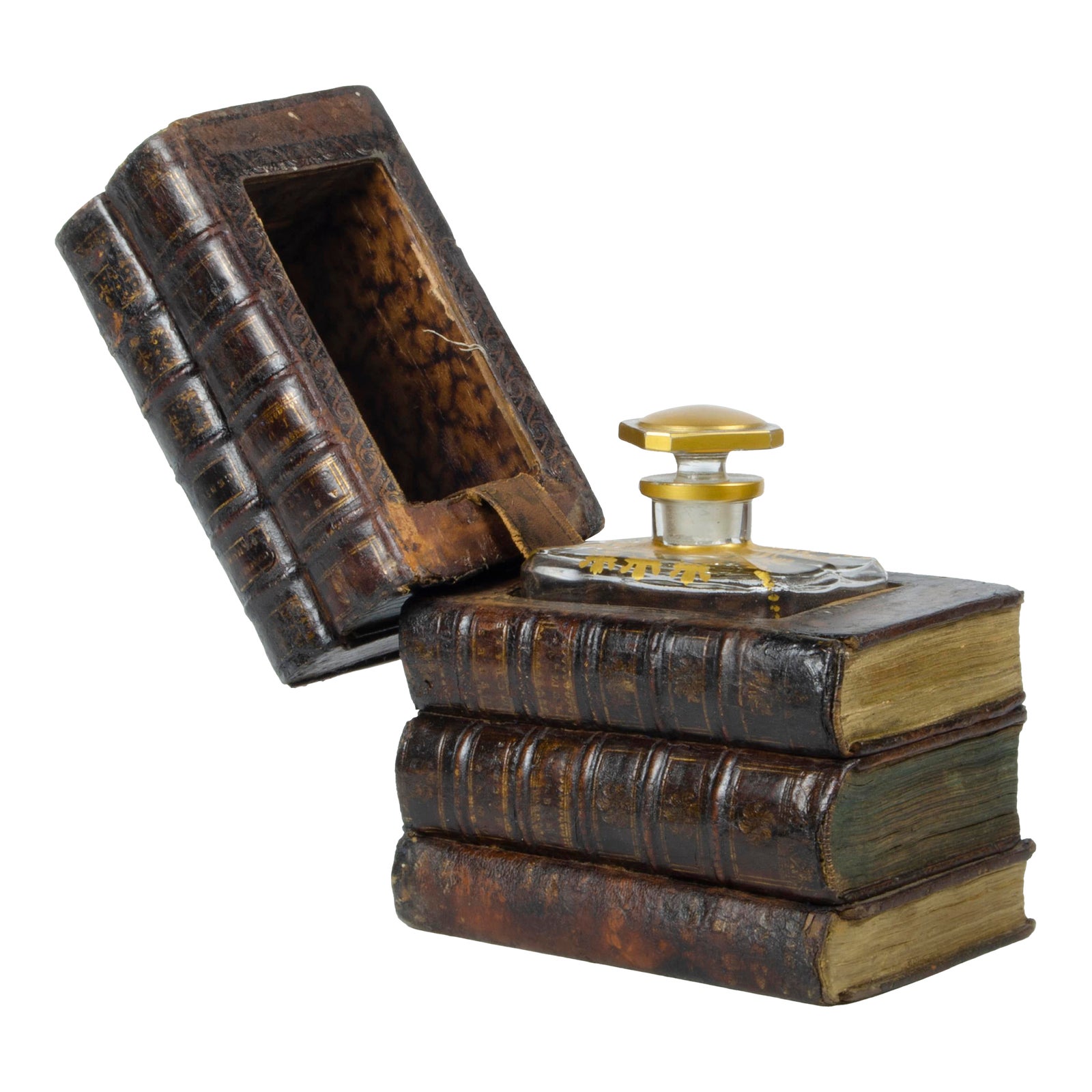 Late 19th Century Belle Époque Books-Shaped Decanter Case With Crystal ...