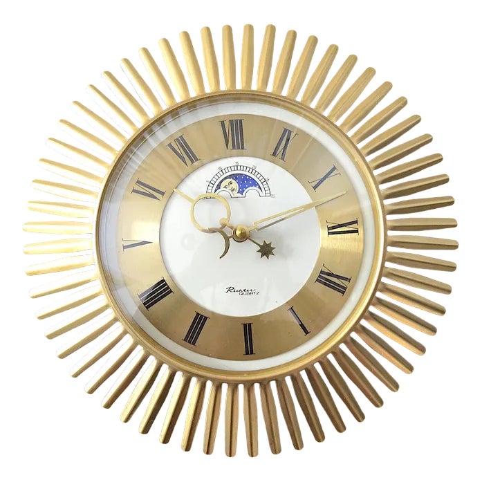 Sunbust Moon Phases Wall Clock from Richter Quarz | Chairish
