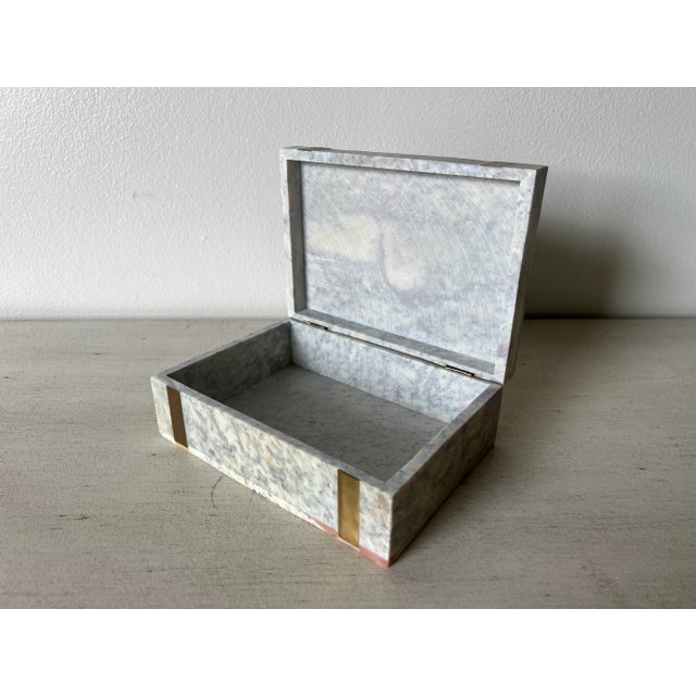 Vintage Marble Storage Box With Accent Brass | Chairish