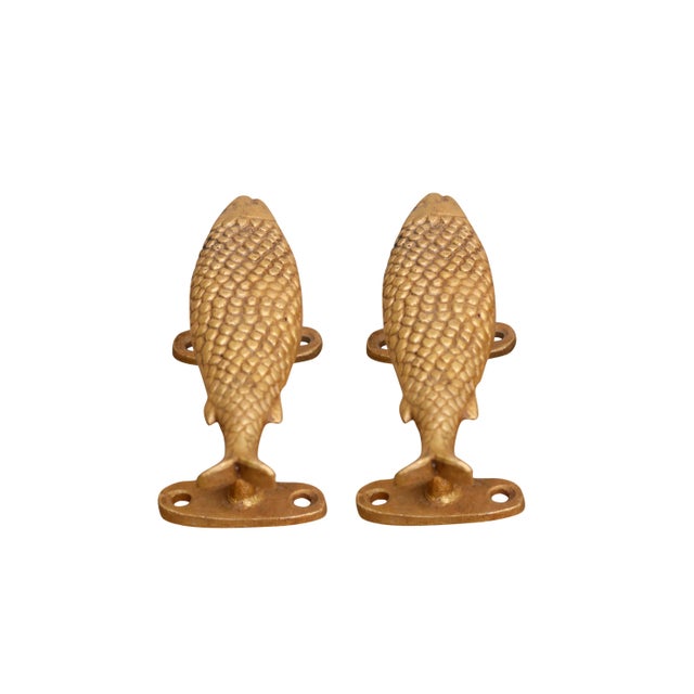 Brass Fish Door Handles, a Pair | Chairish