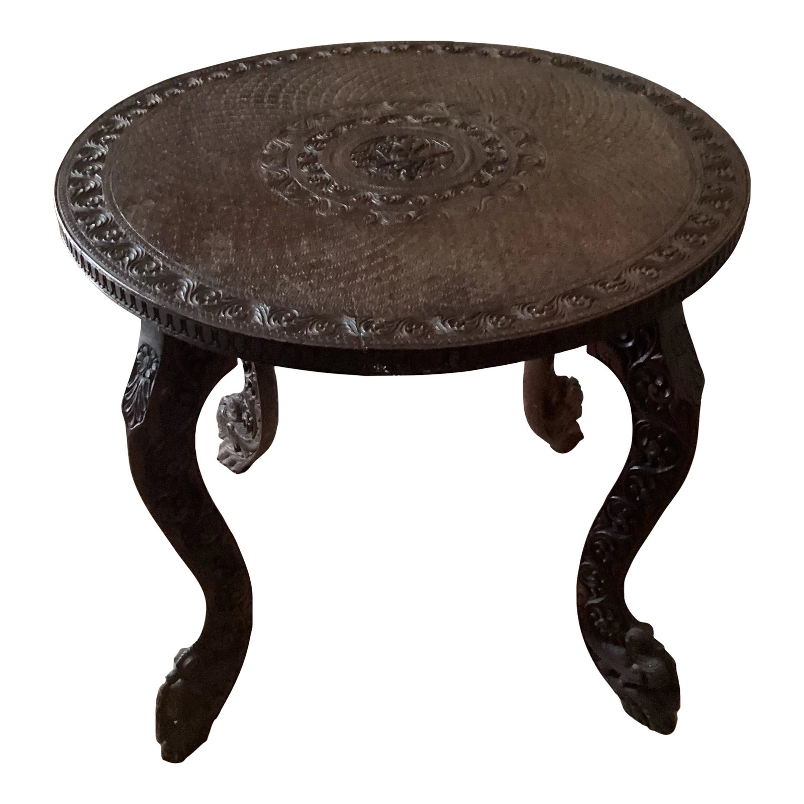 1960s Vintage Anglo-Indian Hand Crafted Hardwood Round Side Table ...