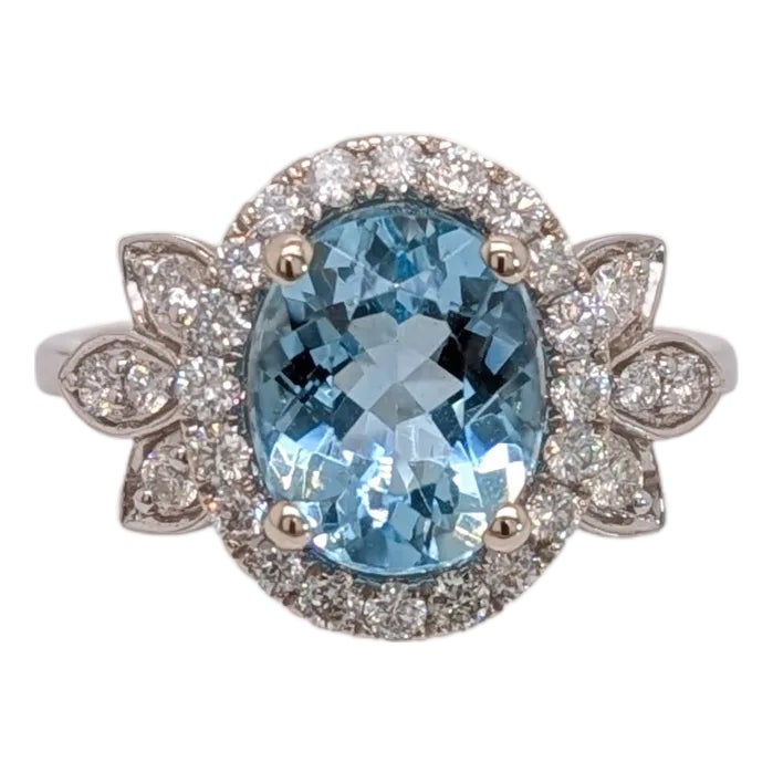 2.12cts Santa Maria Aquamarine Ring W Natural Diamonds in 14k Gold ...