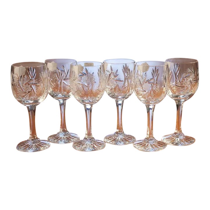 Set of 6 New 170 Ml (5.8 Fl Oz.) Crystal Wine Glasses From Crystal ...
