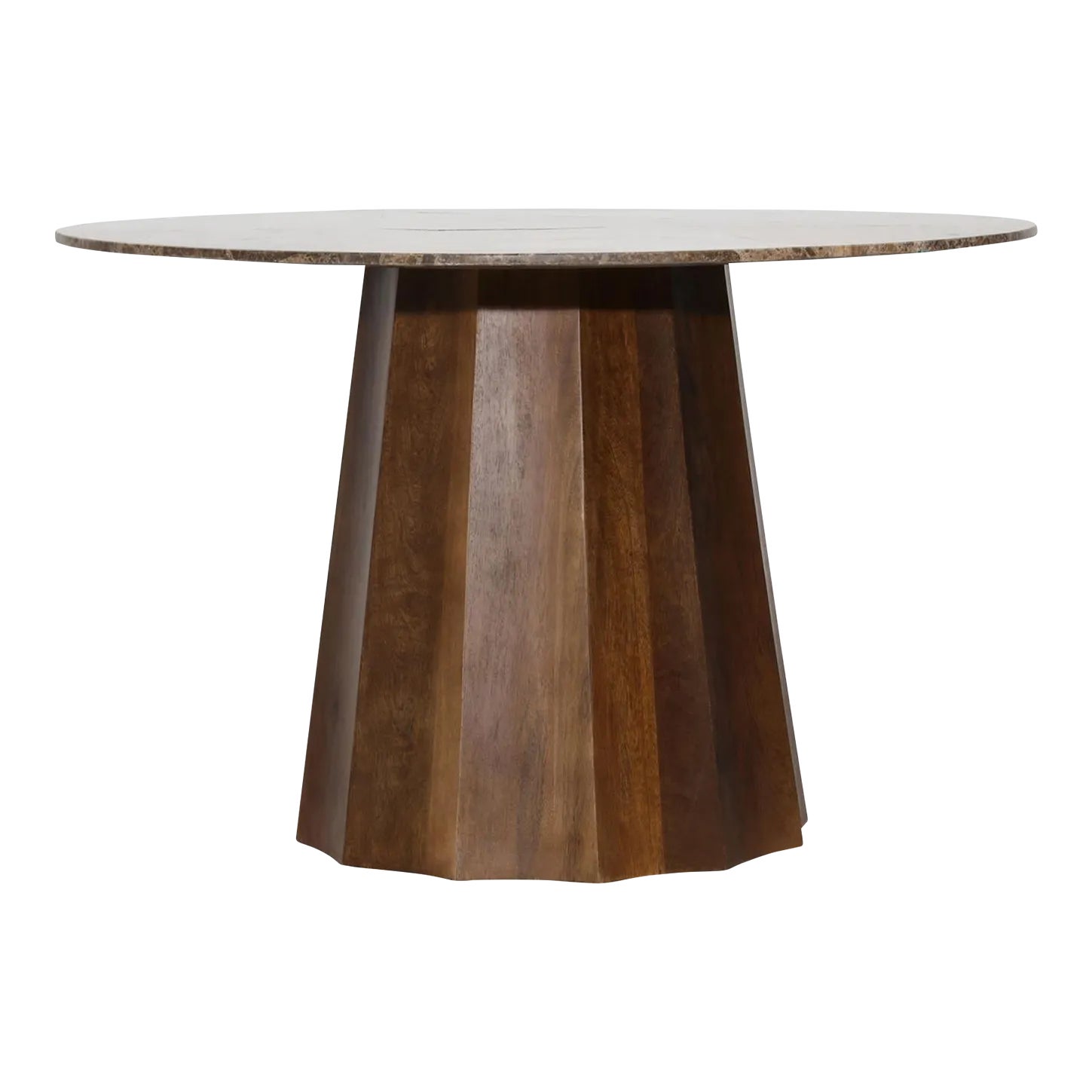 Marble Round Fluted Pedestal Dining Table | Chairish