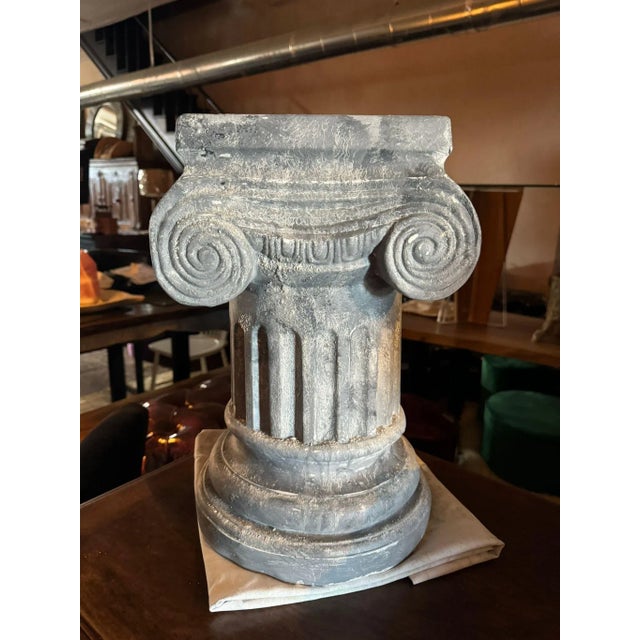 Grey Greek Ionic Column Pedestal | Chairish