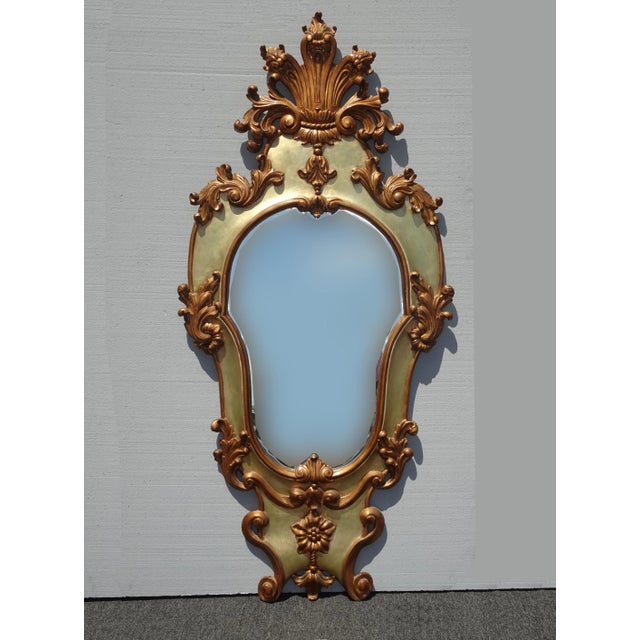 72" Tall Theodore Alexander French Louis XVI Style Green & Gold Ornate ...