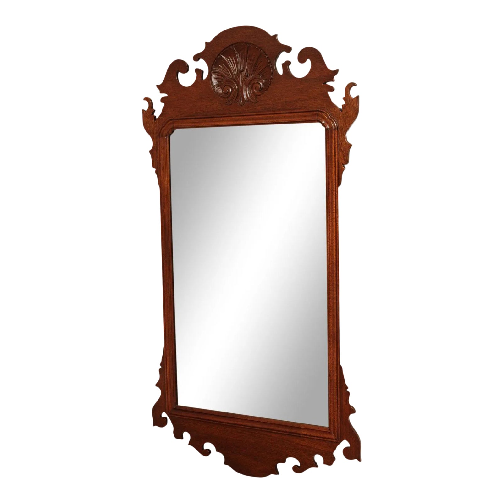 Chippendale Style Custom Crafted Solid Mahogany Shell Carved Beveled ...