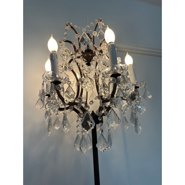 Restoration Hardware Rococo Iron & Clear Crystal Floor Lamp Rh | Chairish