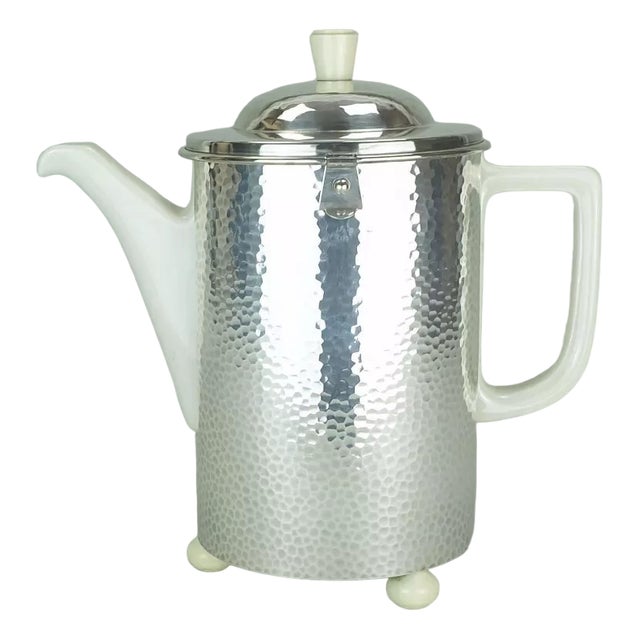 Art Deco Insulated Coffee Pot in Porcelain and Metal from ...