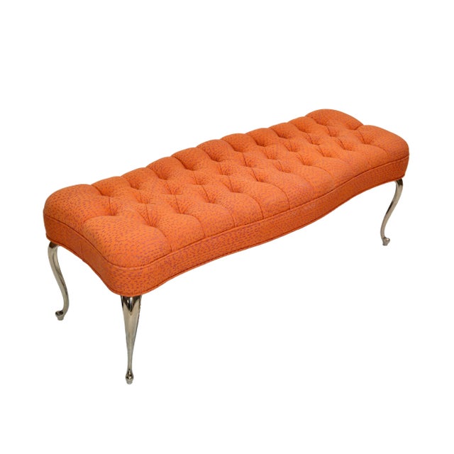 Mastercraft Italian Hollywood Regency Tufted Orange Bench Stainless ...