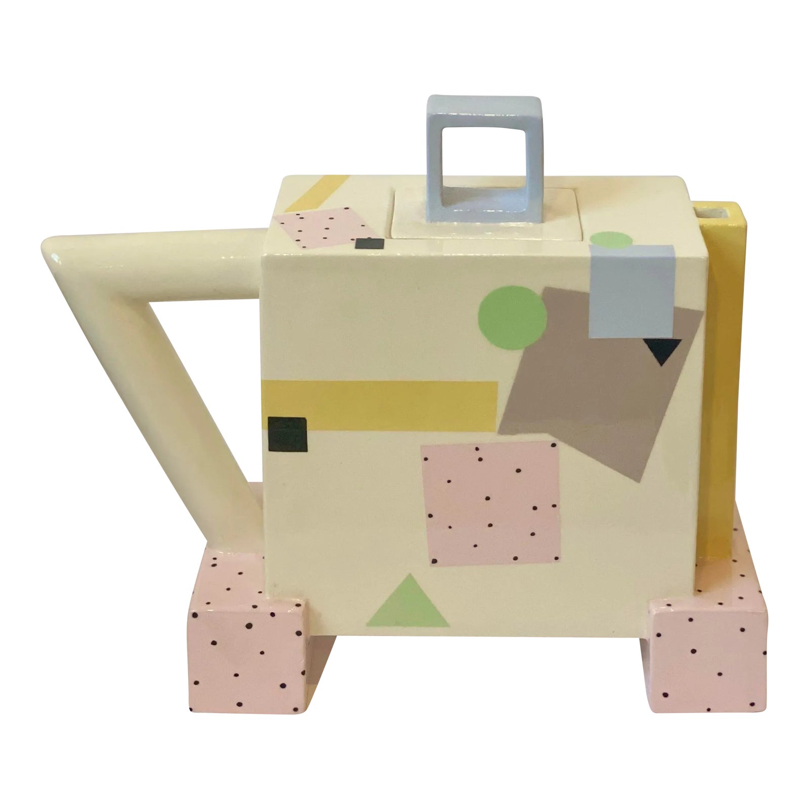 1985s Vintage Rita Duvall Memphis Ceramic Teapot | Chairish